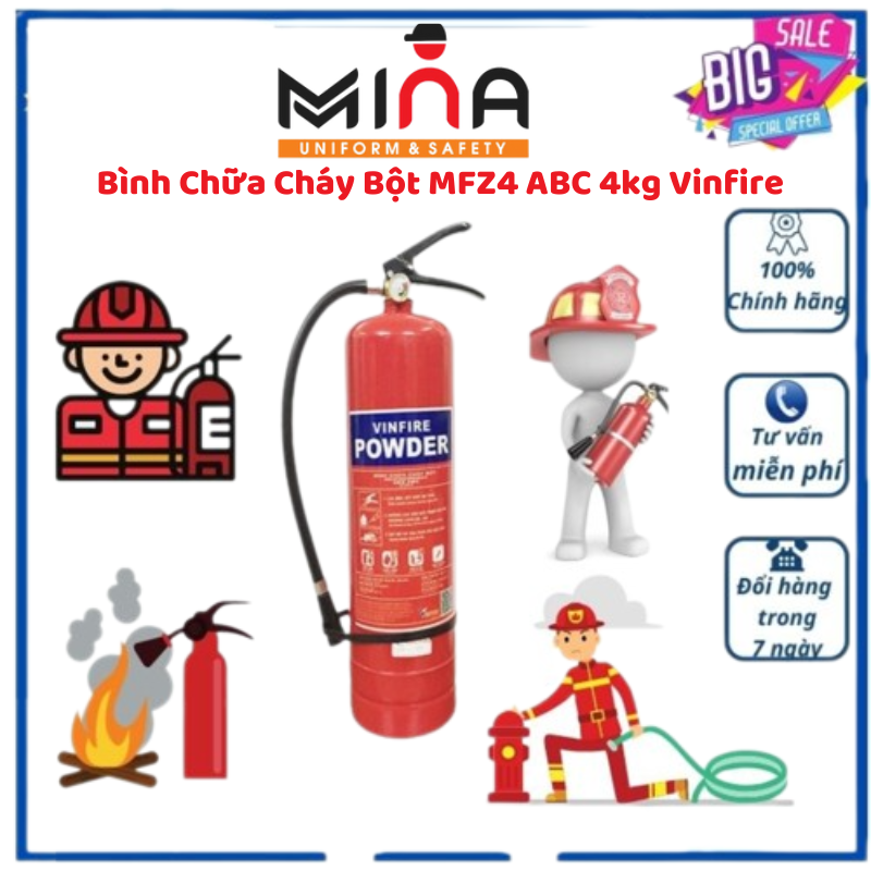 Bình Chữa Cháy Bột MFZ4 ABC 4Kg Vinfire giá rẻ tại Hà Nội|Mina Safety